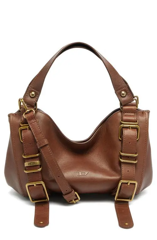DIESEL® D-one Small Leather Top Handle Bag - Brown
