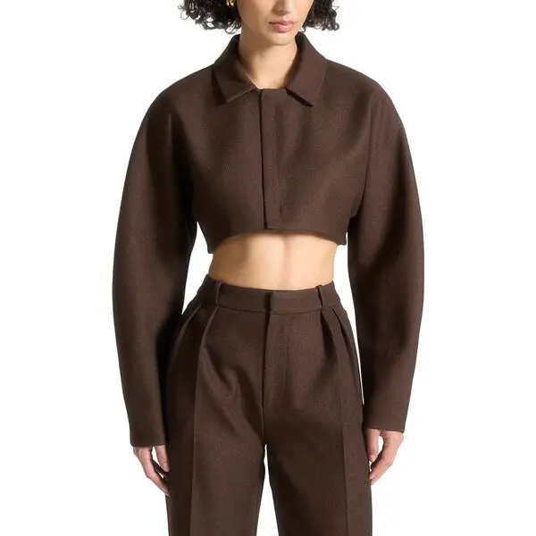 Manière De Voir Elya Tailored Super Cropped Jacket - Brown