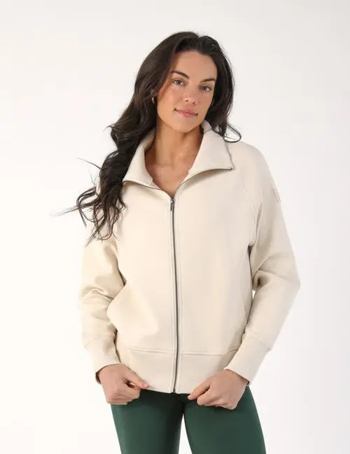 GLYDER Scuba Knit Full Zip Jacket - Oatmilk
