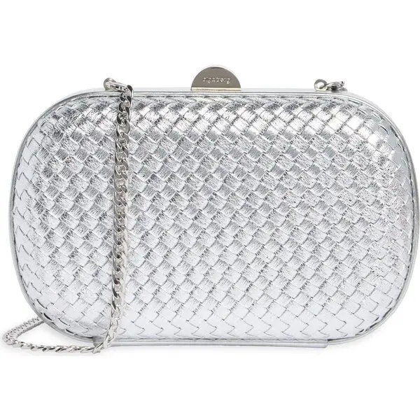 OLGA BERG Ella Woven Clutch - Silver