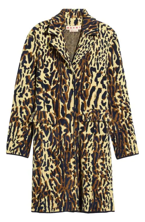 Marni Animal Jacquard Virgin Wool Chenille Coat