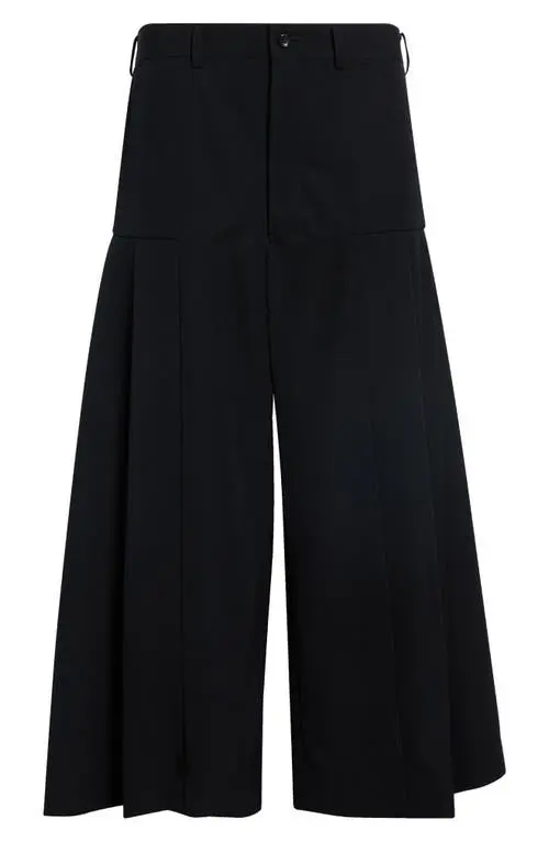 Comme Des Garçons Wool Gabardine Pleated Wide Leg Pants