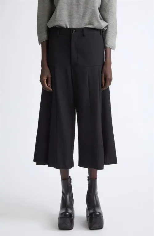 Comme Des Garçons Wool Gabardine Pleated Wide Leg Pants - Black