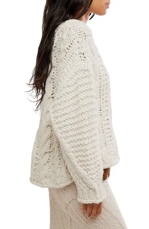 Free People Lola Oversize Stretch Cotton Cable Sweater