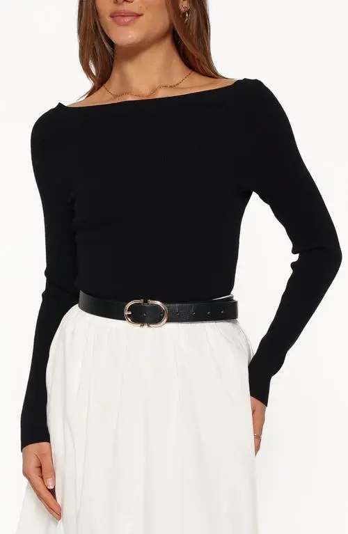 PETAL & PUP Presley Bateau Neck Knit Top - Black