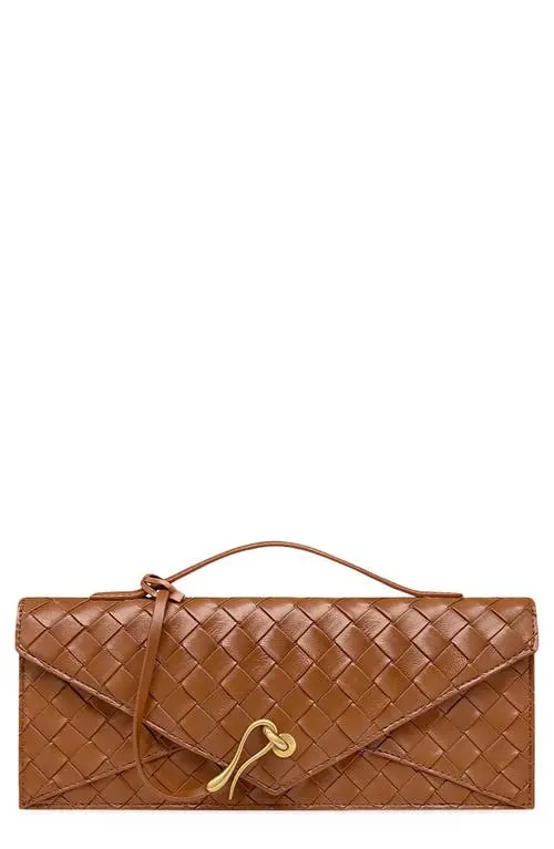 Jw Pei Celeste Woven Faux Leather Envelope Clutch - Brown