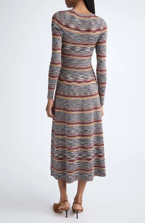 Veronica Beard Nami Stripe & Space Dye Long Sleeve Sweater Dress