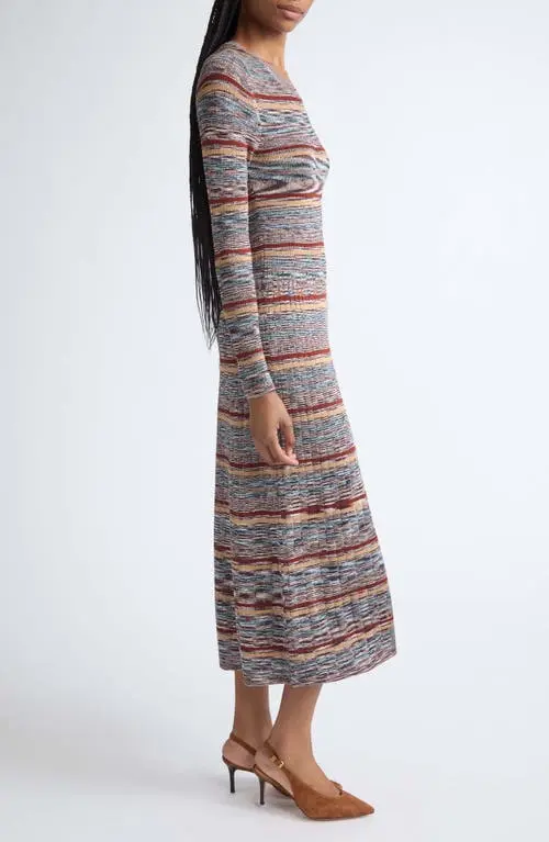 Veronica Beard Nami Stripe & Space Dye Long Sleeve Sweater Dress