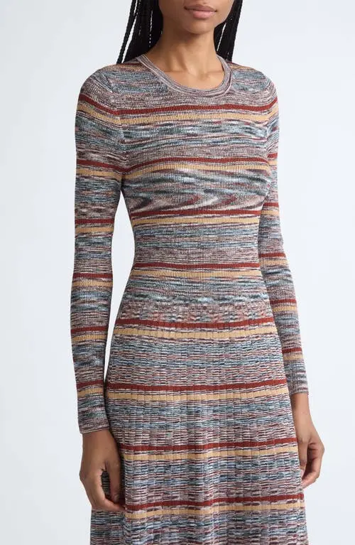 Veronica Beard Nami Stripe & Space Dye Long Sleeve Sweater Dress