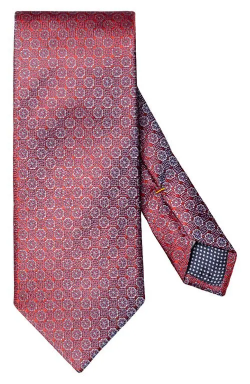 Eton Medallion Woven Silk Tie - Medium Red