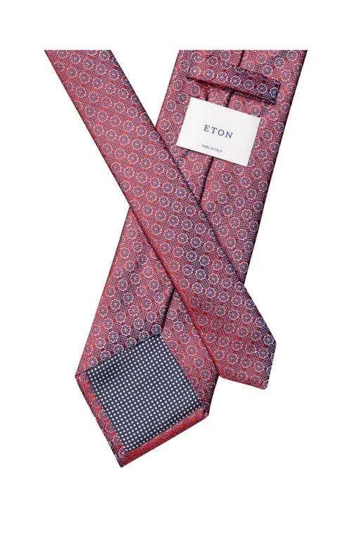 Eton Medallion Woven Silk Tie - Medium Red