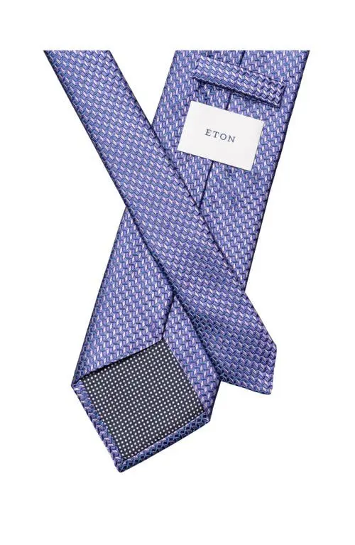 Eton Micro Geometric Woven Silk Tie - Medium Purple