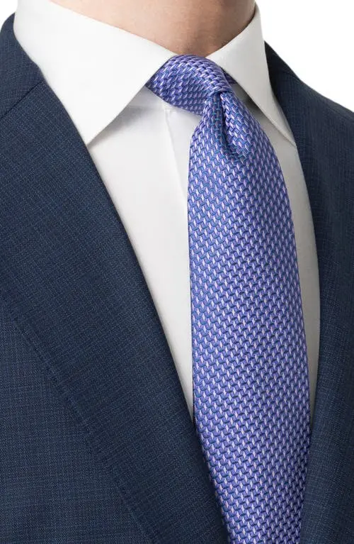 Eton Micro Geometric Woven Silk Tie - Medium Purple