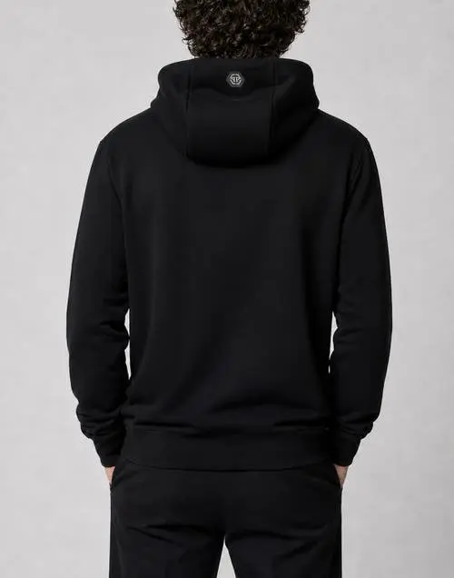 Philipp Plein Printed Fleece Hoodie Greatness - Black