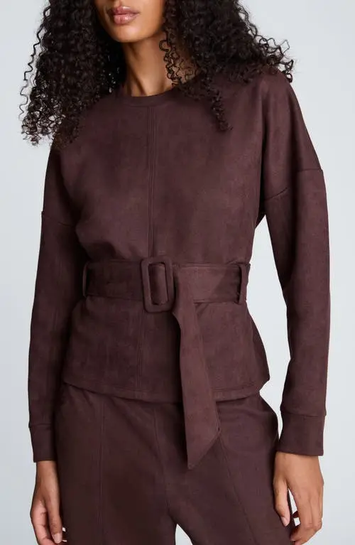KENNETH COLE Belted Long Sleeve Crewneck Top