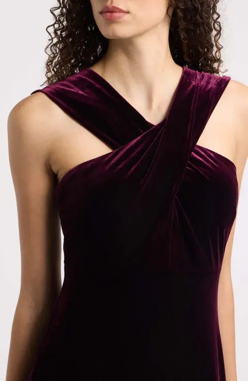 Eliza J Cross Neck Velvet Mermaid Gown