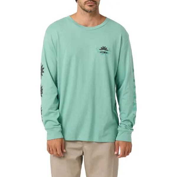 O'Neill El Calafate Long Sleeve Cotton Graphic T-shirt - Green