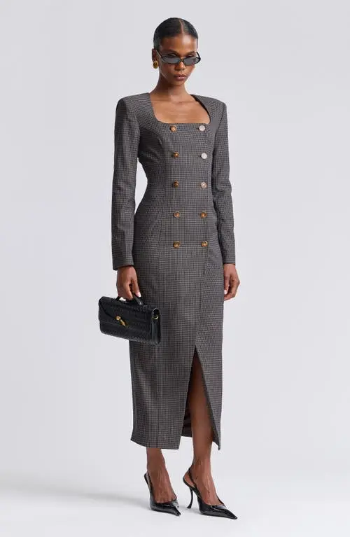 Avec Les Filles Double Breasted Long Sleeve Dress