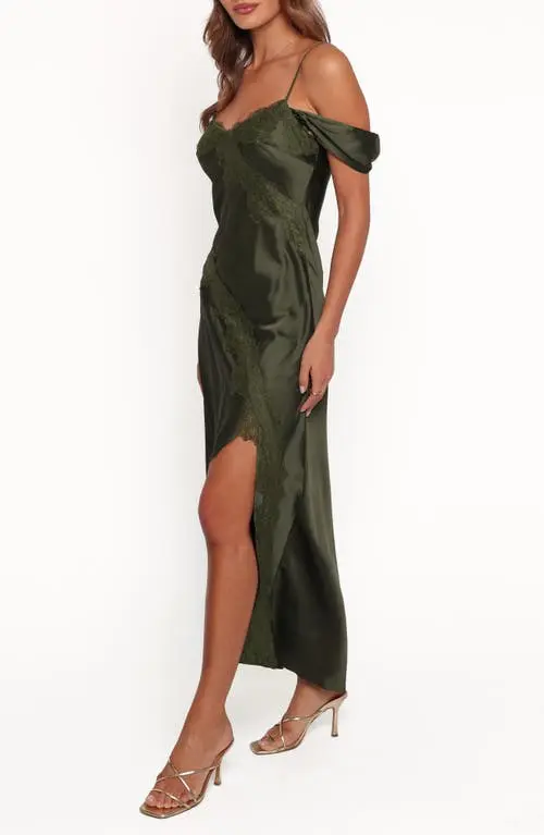 PETAL & PUP Millen Lace Trim Cold Shoulder Maxi Dress