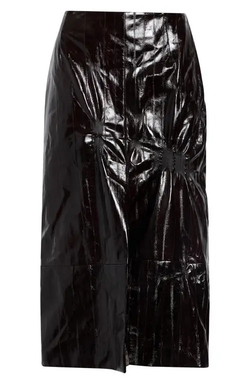 Akris Lacquered Eel Leather Pencil Skirt