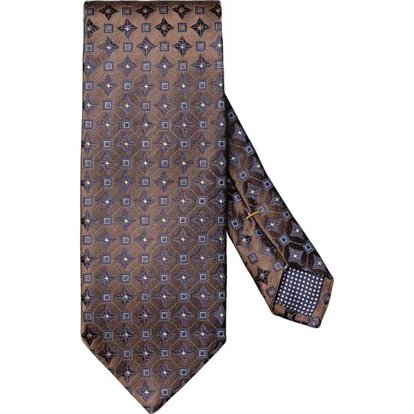 Eton Medallion Woven Silk Tie - Medium Brown