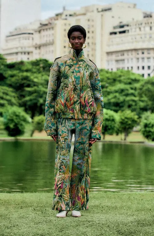 Farm Rio Petricor Jacquard Wide Leg Pants