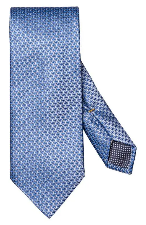 Eton Micro Geometric Woven Silk Tie - Blue