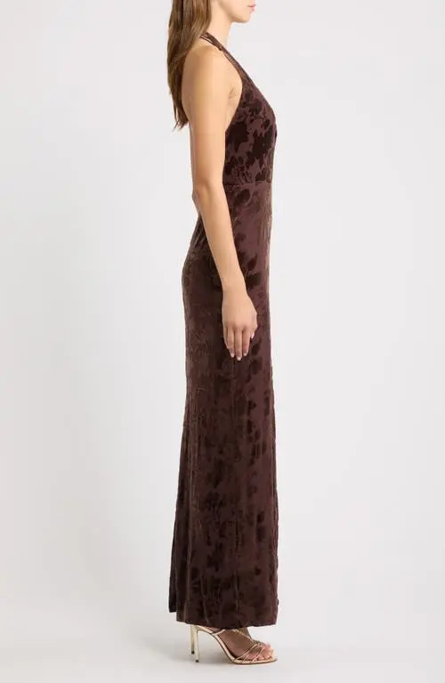 Parker Floral Burnout Halter Neck Maxi Dress