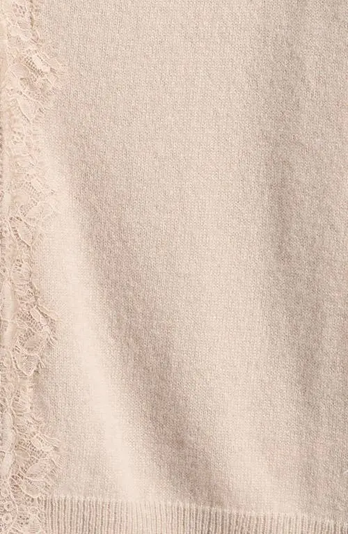 RE/DONE Ruby Lace Trim Cashmere Cardigan