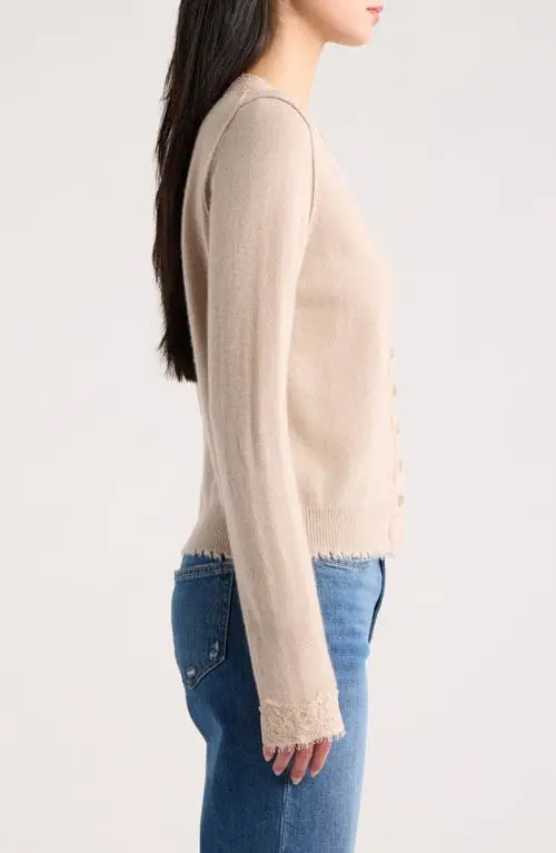 RE/DONE Ruby Lace Trim Cashmere Cardigan