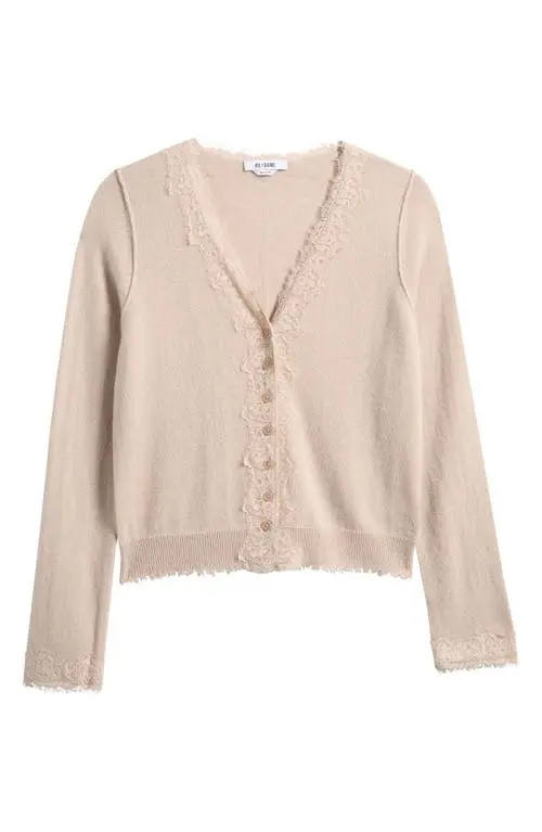 RE/DONE Ruby Lace Trim Cashmere Cardigan