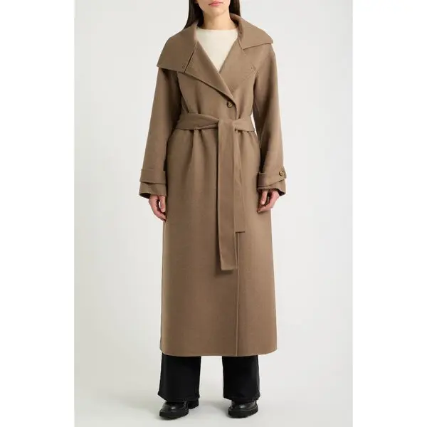 Bernardo Double Face Belted Coat - Pine Bark