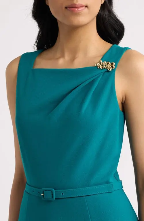 TAHARI ASL Embellished Sleeveless Crepe Dress