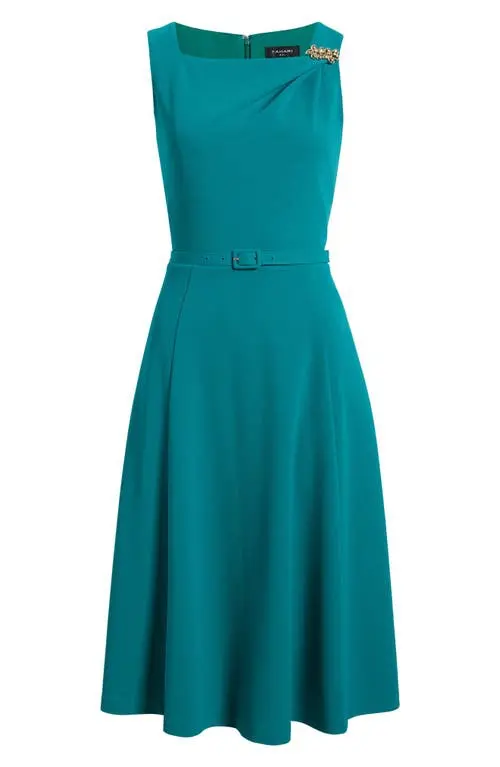 TAHARI ASL Embellished Sleeveless Crepe Dress