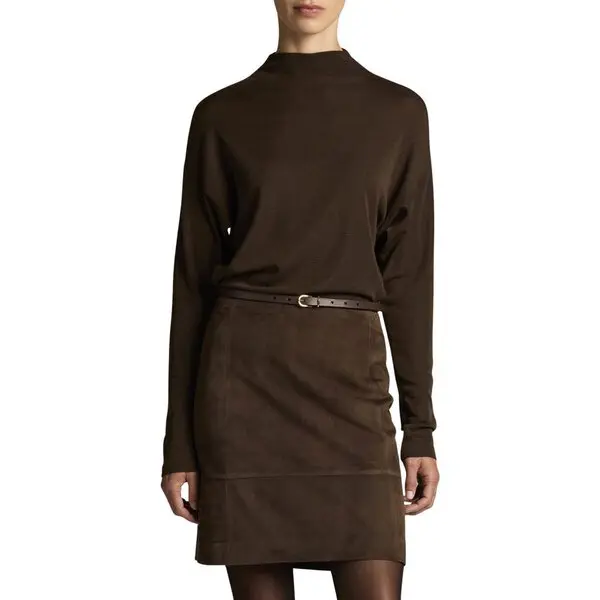 Vince Relaxed Funnel Neck Wool Blend Top - Pinewood