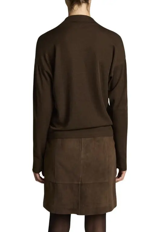 Vince Relaxed Funnel Neck Wool Blend Top