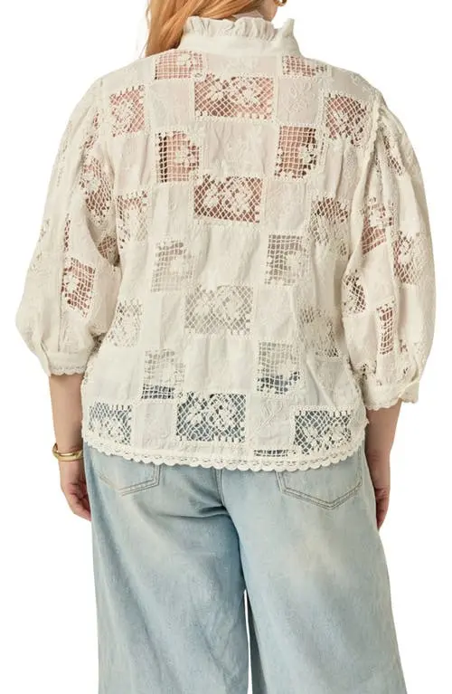 English Factory Embroidered Ruffle Button Shirt