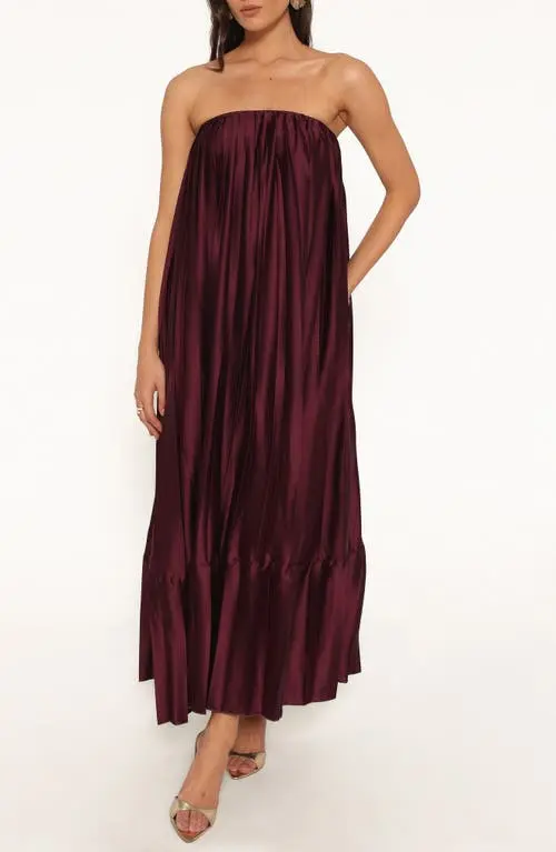 PETAL & PUP Nalania Strapless Maxi Dress - Sangria Red