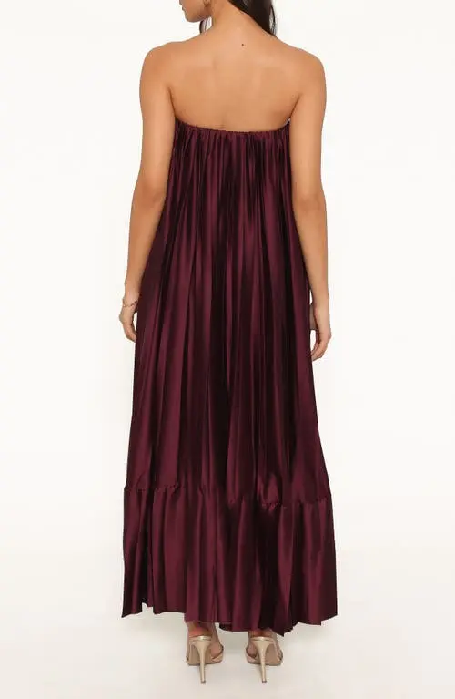 PETAL & PUP Nalania Strapless Maxi Dress - Sangria Red