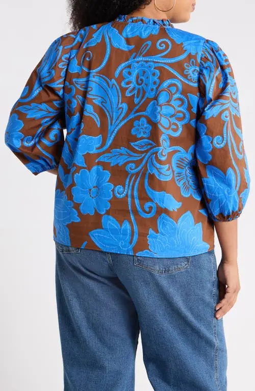 SUGARLIPS Ofelia Floral Kiley Split Neck Top