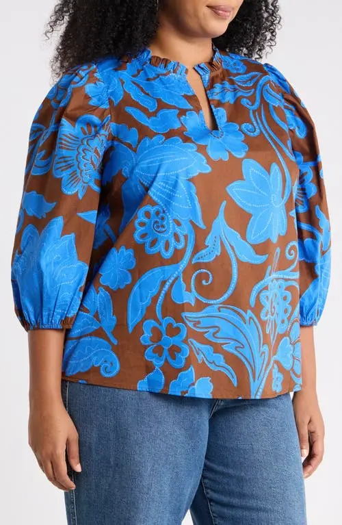 SUGARLIPS Ofelia Floral Kiley Split Neck Top
