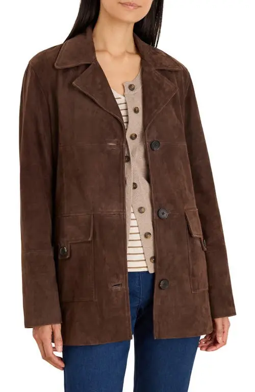 NIC+ZOE Mod Suede Coat - Chocolate