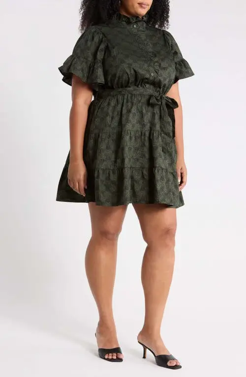 SUGARLIPS Haslet Floral Ruffled Button Front Dress