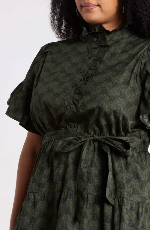 SUGARLIPS Haslet Floral Ruffled Button Front Dress