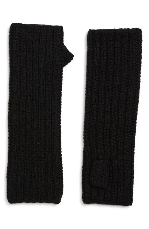 Eileen Fisher Merino Wool Rib Glovelettes - Black