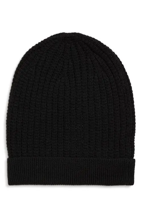 Eileen Fisher Ribbed Merino Wool Beanie - Black
