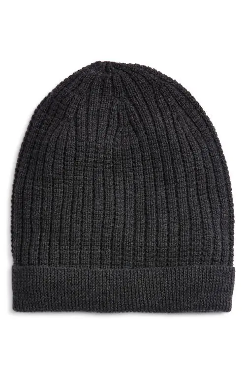 Eileen Fisher Ribbed Merino Wool Beanie - Charcoal