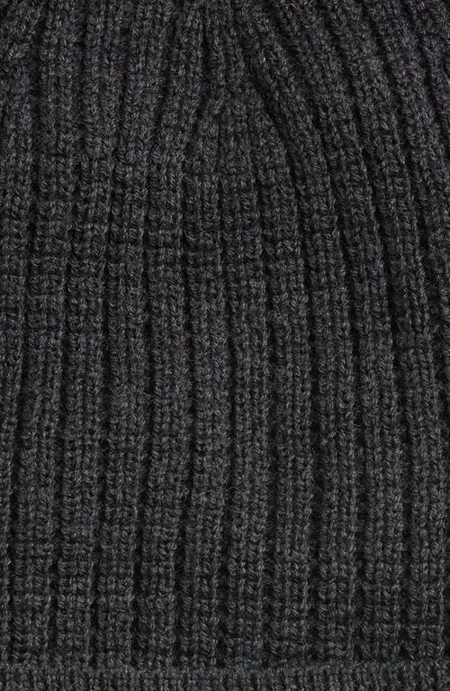 Eileen Fisher Ribbed Merino Wool Beanie - Charcoal