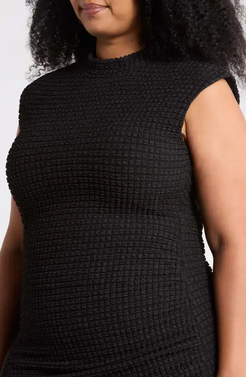 SUGARLIPS Mock Neck Bubble Knit Dress - Black