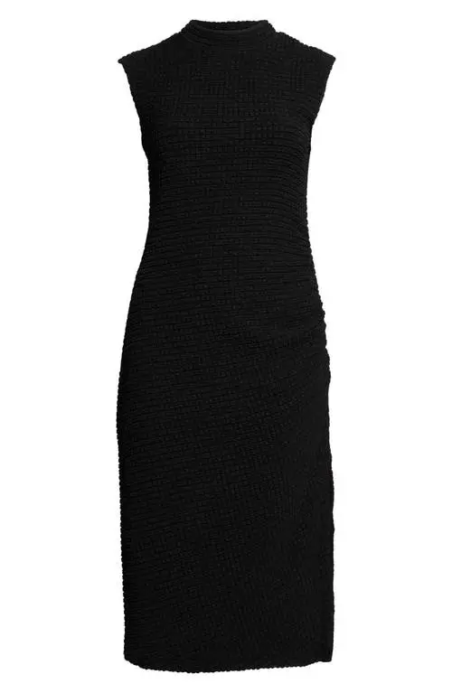 SUGARLIPS Mock Neck Bubble Knit Dress - Black